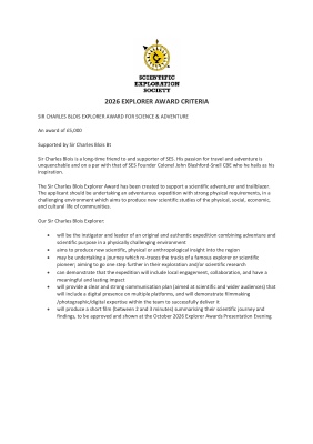 About our Explorer Awards | Scientific Exploration Society